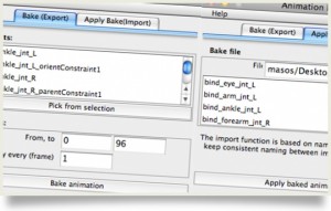 maya keyBaker tool, bake selected object animation to a file