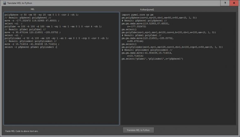 Easily Translate MEL Commands to Python - Lesterbanks